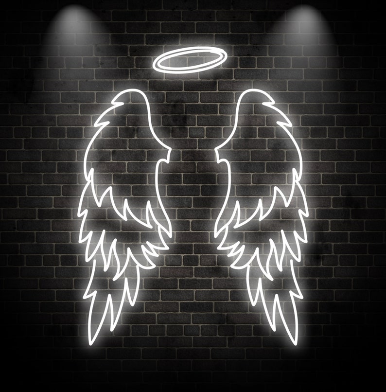 Angel Wings Neon Sign, Angel Sign, Party Decor, Party Backdrop, Bedroom ...
