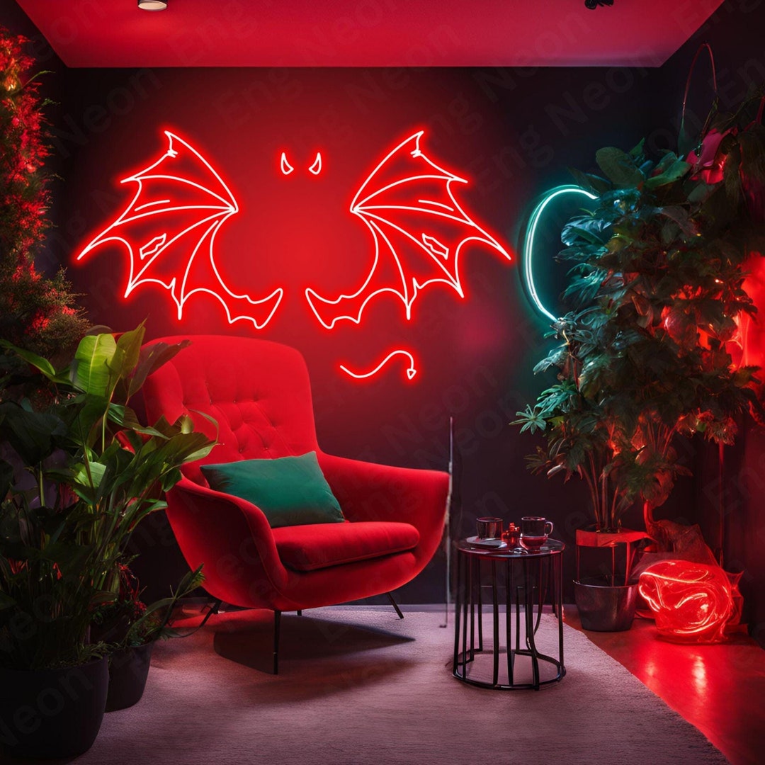 Devil Wings Neon Sign, Christmas Gift, Custom Neon Sign, Gothic ...