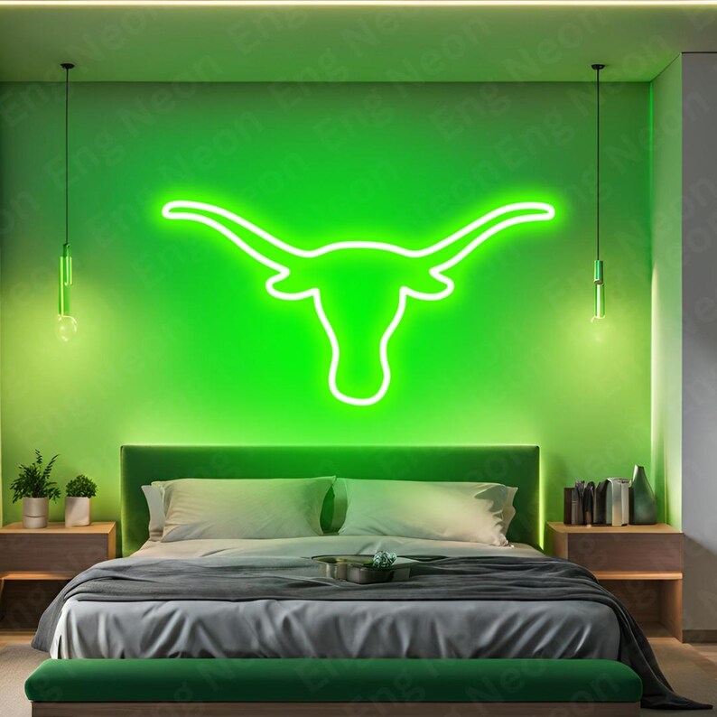 Longhorn Bull Neon Sign, Christmas Gift, Bull Head Led Neon, Texas Neon ...
