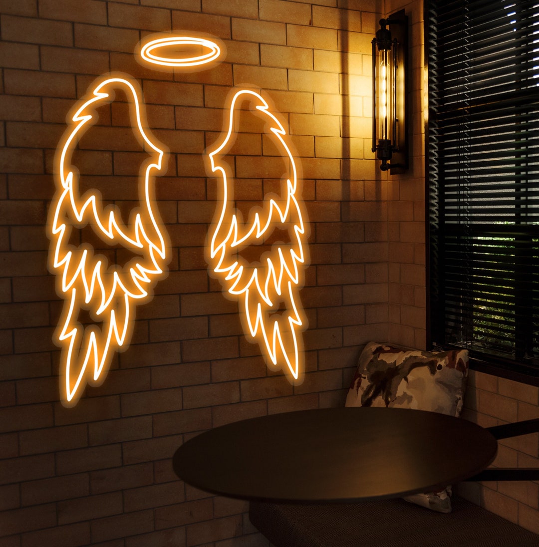 Angel Wings Neon Sign, Angel Sign, Party Decor, Party Backdrop, Bedroom ...