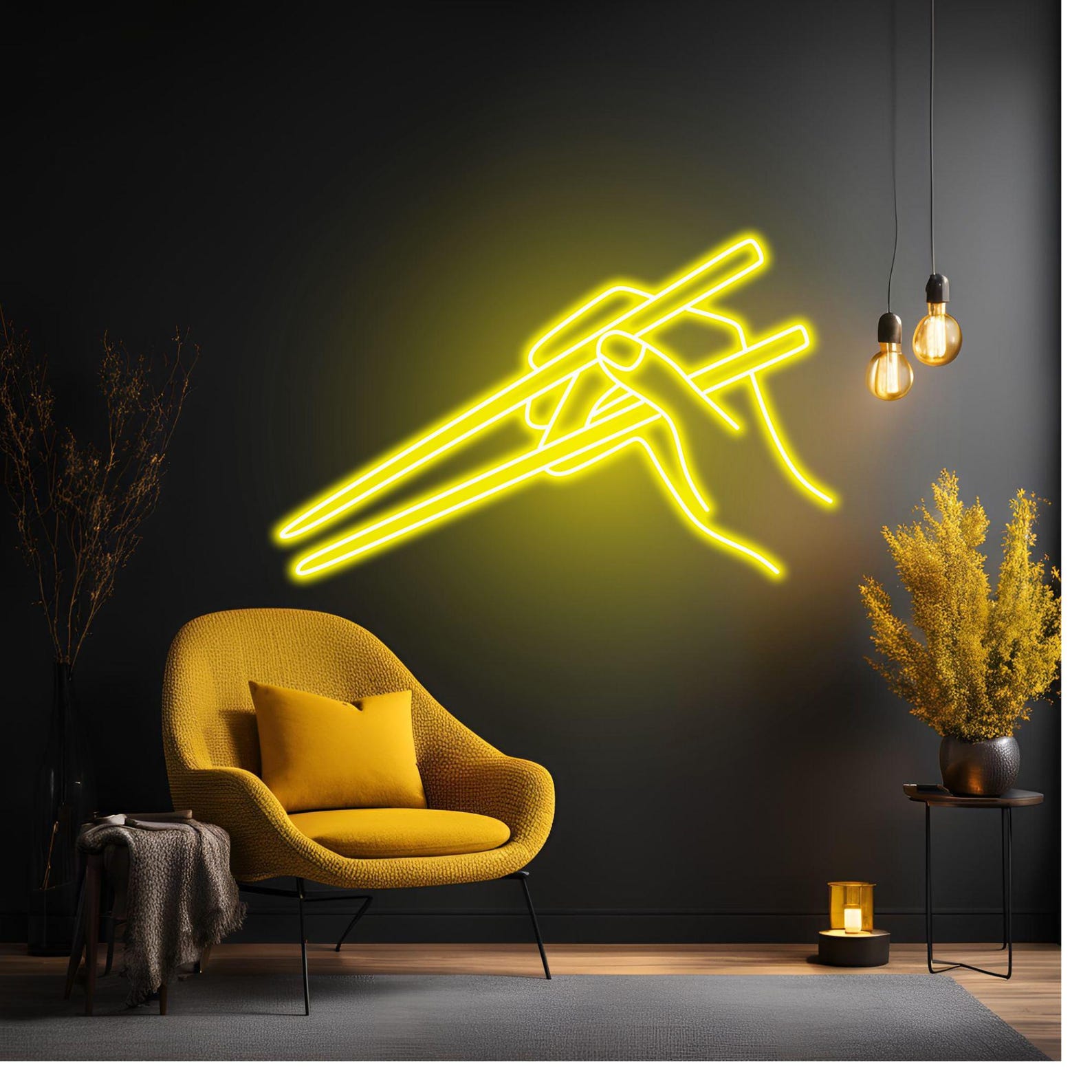 Sushi Stick Neon Sign, Sushi Roll Chopsticks Neon Led Light, Japanese ...