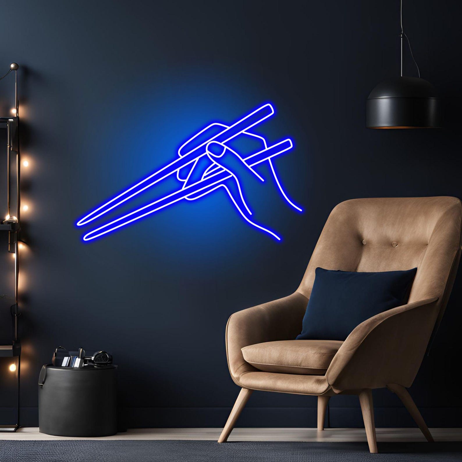 Sushi Stick Neon Sign, Sushi Roll Chopsticks Neon Led Light, Japanese ...