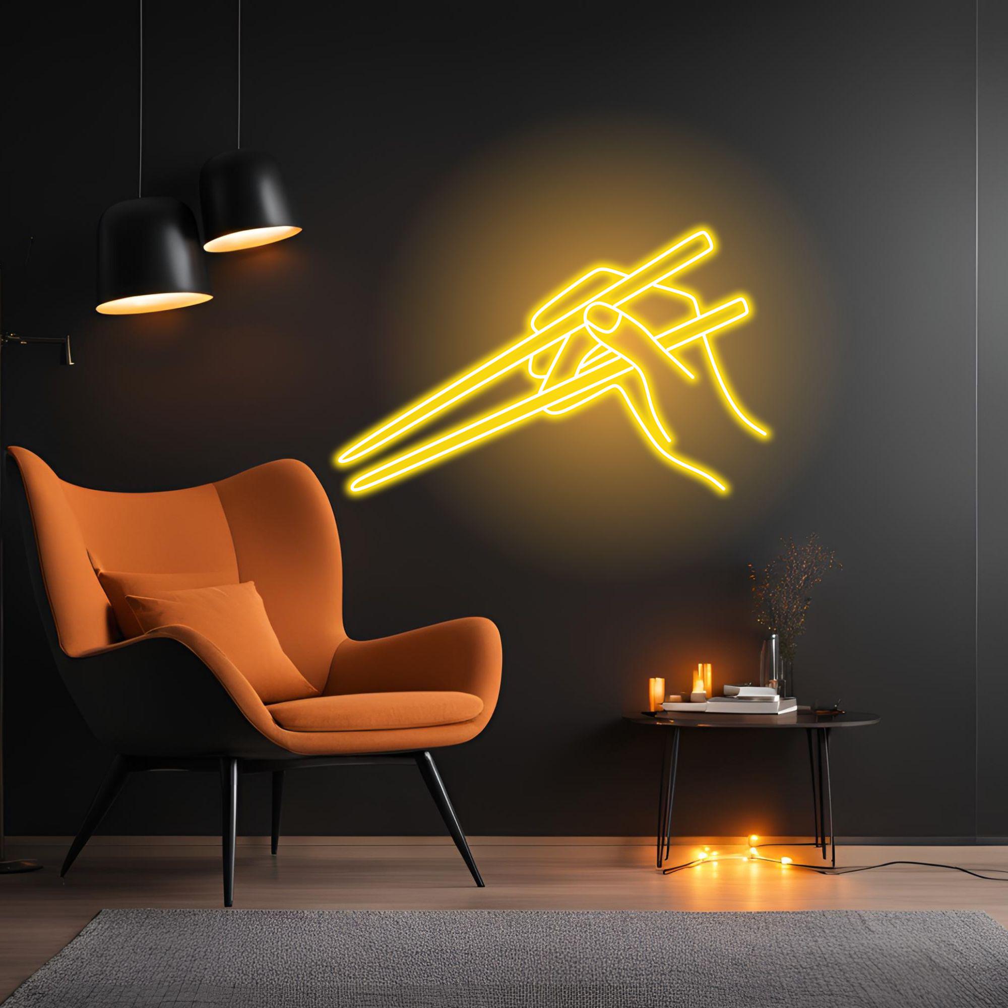 Sushi Stick Neon Sign, Sushi Roll Chopsticks Neon Led Light, Japanese ...