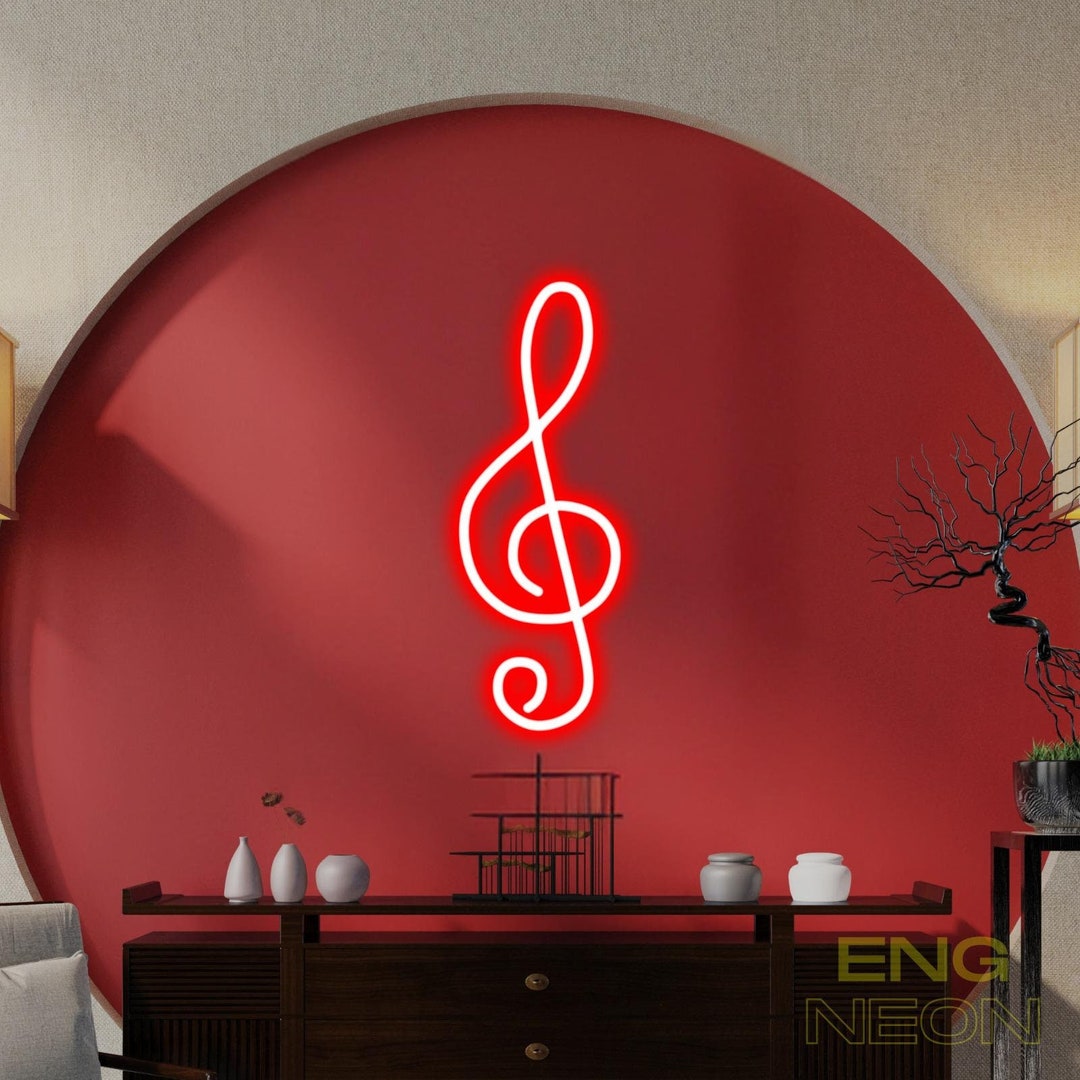 Music Note Neon Sign, Music Studio, Room Decor, Home Party, Club Wall ...