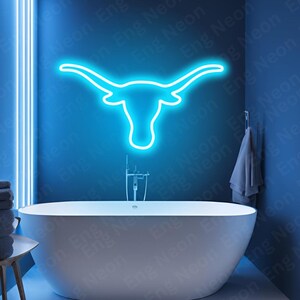 Longhorn Bull Neon Sign, Christmas Gift, Bull Head Led Neon, Texas Neon ...