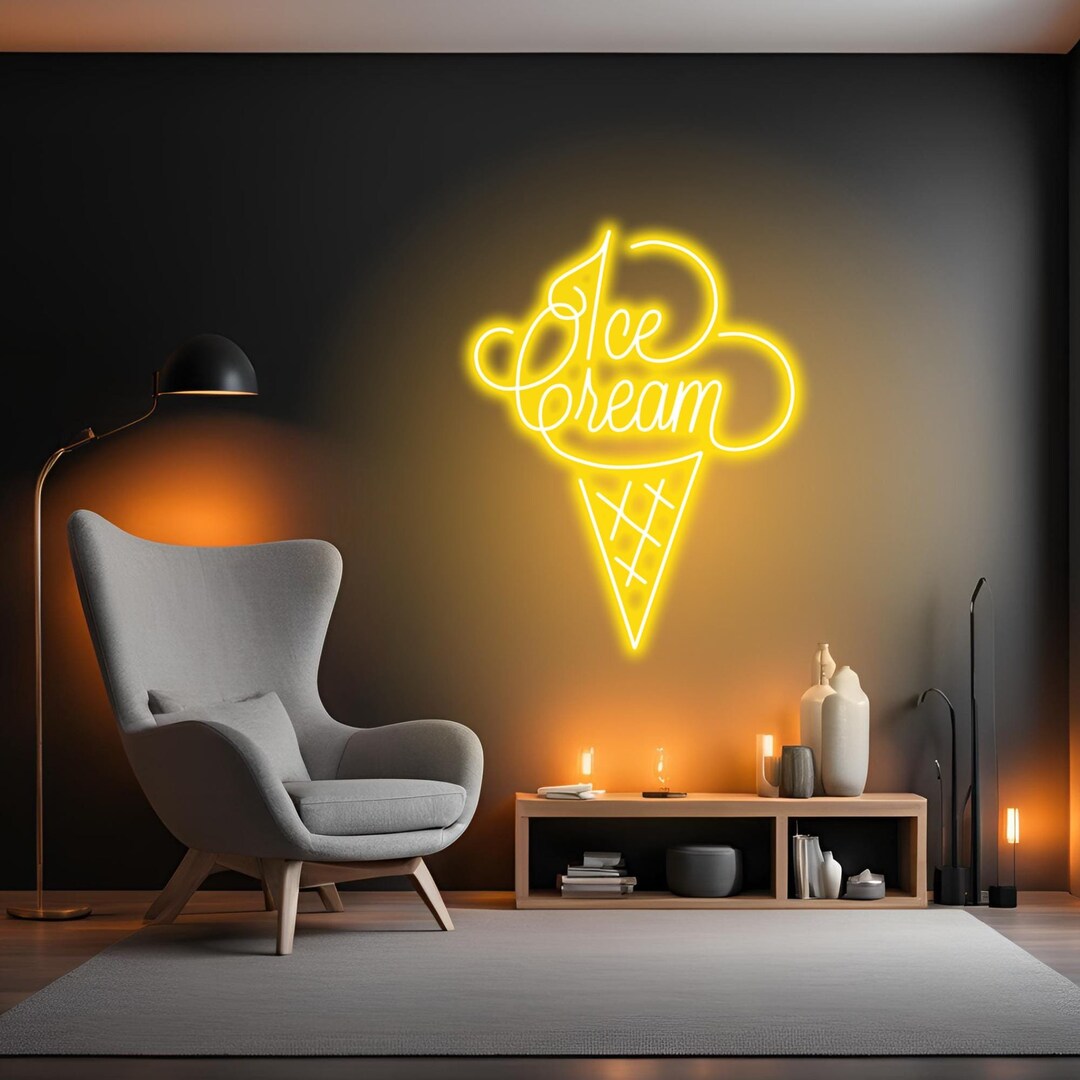 Ice Cream Neon Sign, Ice Cream Shop Wall Sign, Kids Room Wall Light ...