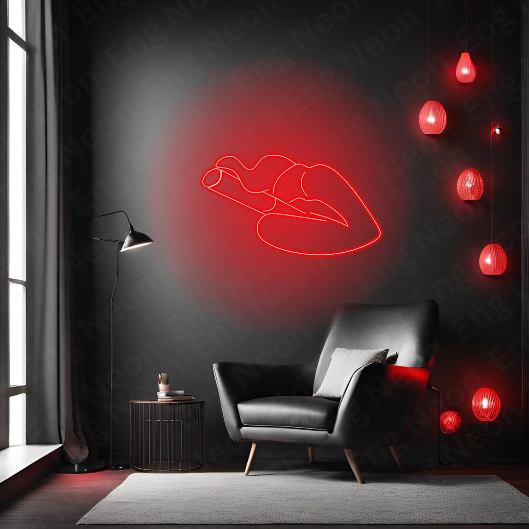 Smoking Lips Neon Sign, Lips Wall Decor, Smoking Lips Wall Led Light ...