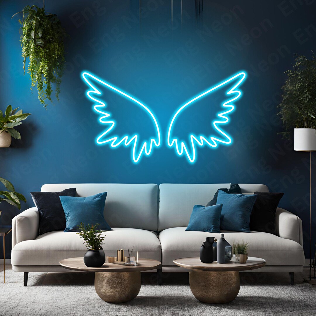 Angel Wing Neon Sign, Christmas Gift, Custom Neon Sign, Pub Neon Sign ...
