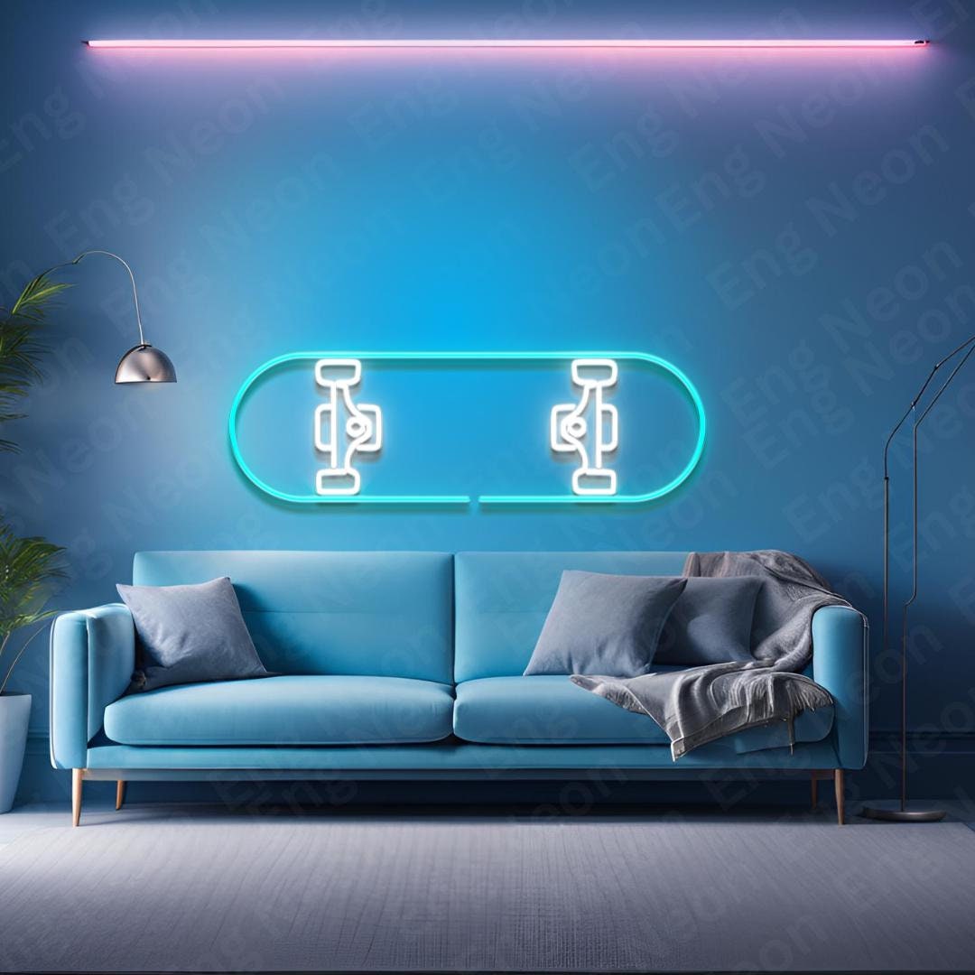 Skateboard Neon Sign, Christmas Gift, Skater Gift, Kids Room Neon Sign ...