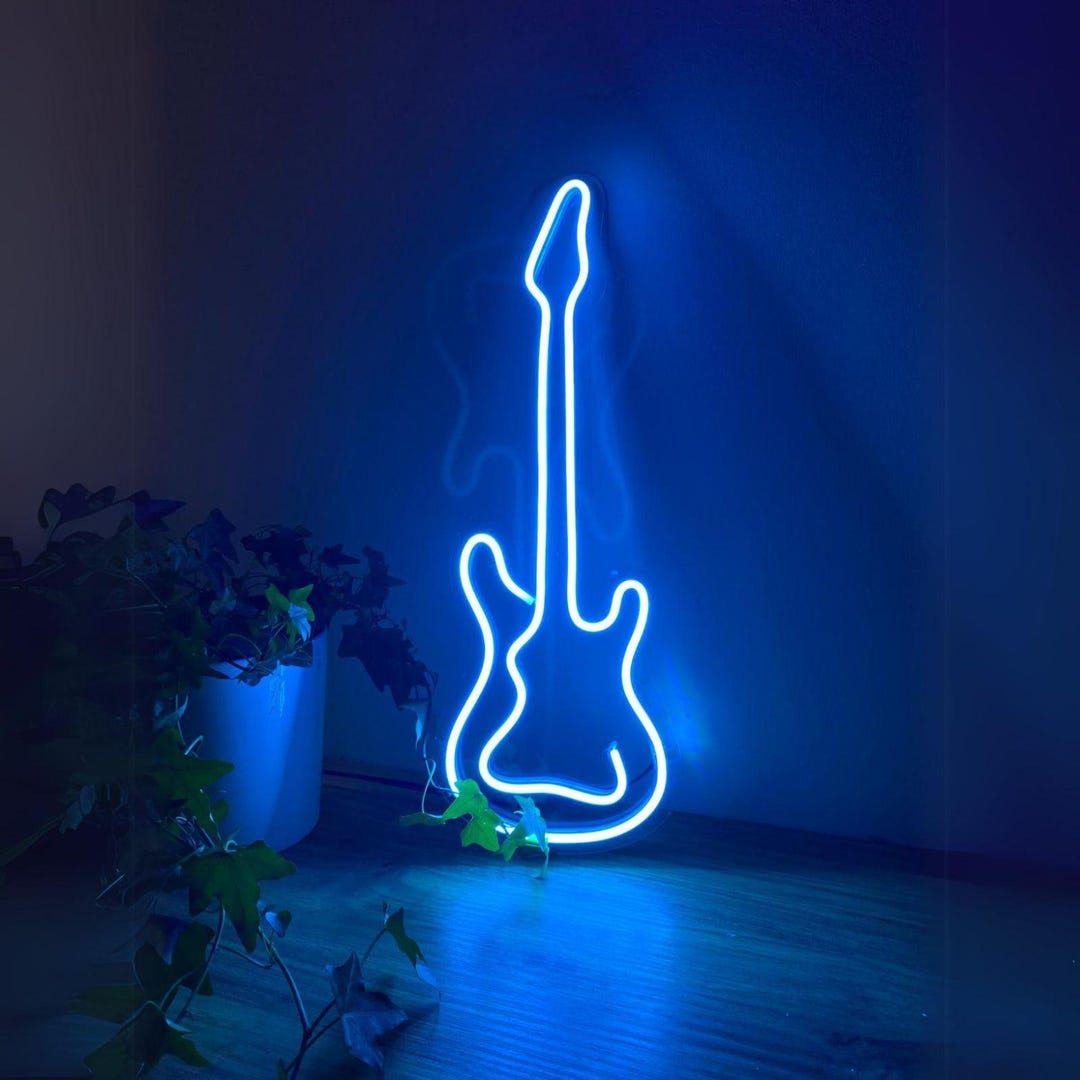 Electro Guitar Neon Sign, Music Room Decor, Bar Neon Sign, Music Studio ...
