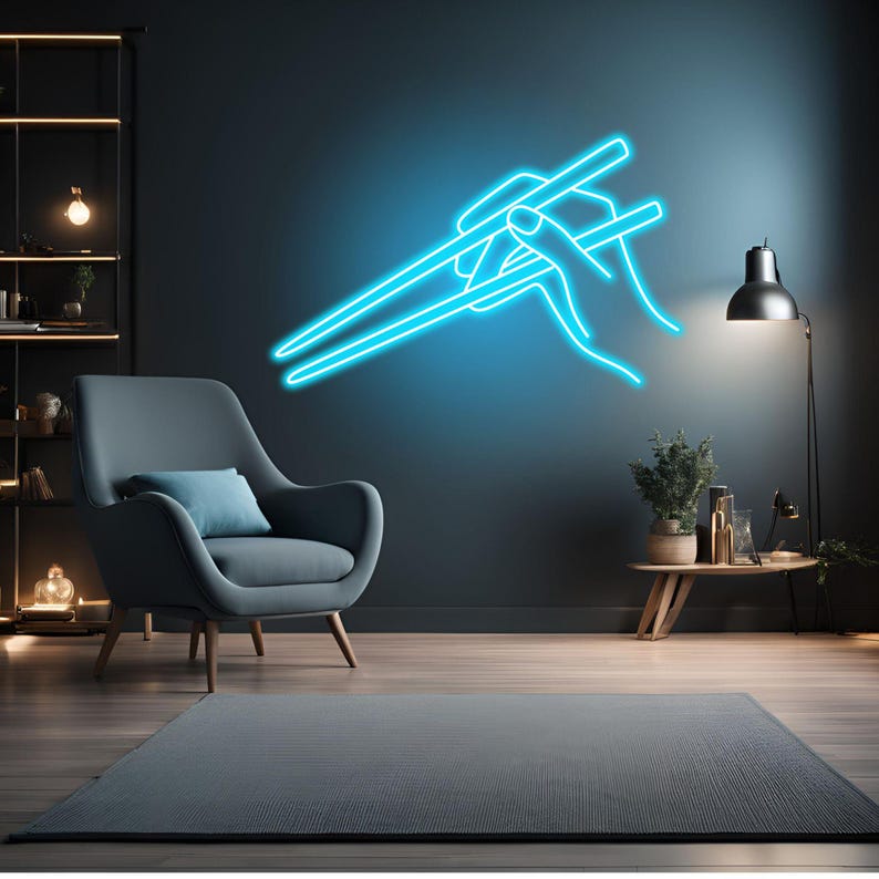 Sushi Stick Neon Sign, Sushi Roll Chopsticks Neon Led Light, Japanese ...