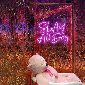 Slay All Day Neon Sign, Custom Neon Sign, Text Sign, Motivational Decor ...