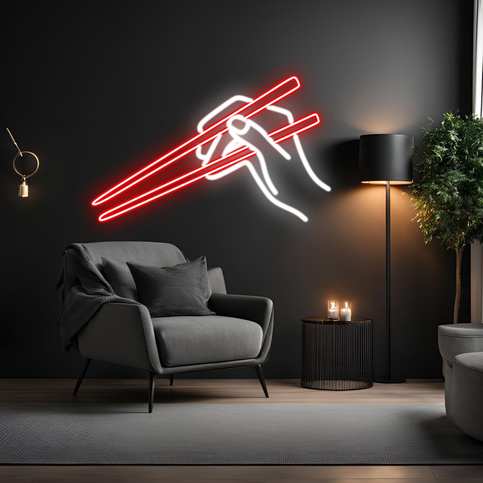 Sushi Stick Neon Sign, Sushi Roll Chopsticks Neon Led Light, Japanese ...