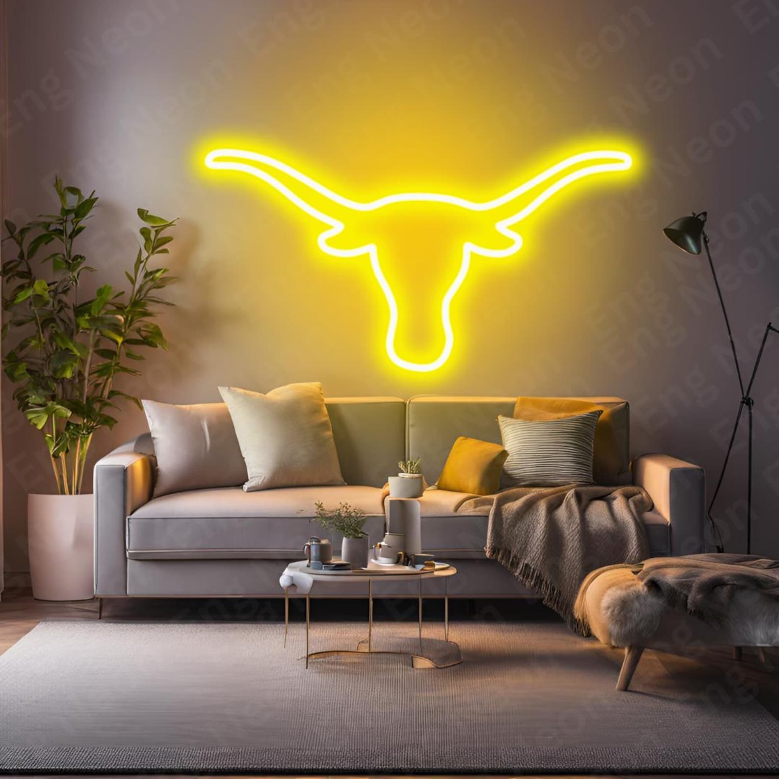 Longhorn Bull Neon Sign, Christmas Gift, Bull Head Led Neon, Texas Neon ...