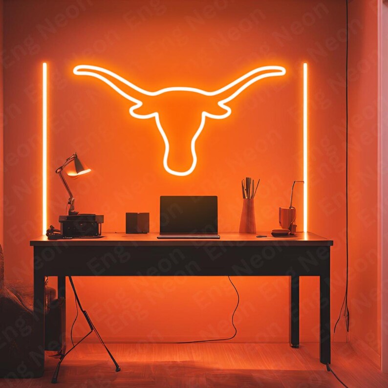 Longhorn Bull Neon Sign, Christmas Gift, Bull Head Led Neon, Texas Neon ...