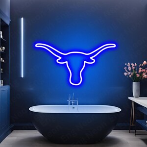 Longhorn Bull Neon Sign, Christmas Gift, Bull Head Led Neon, Texas Neon ...