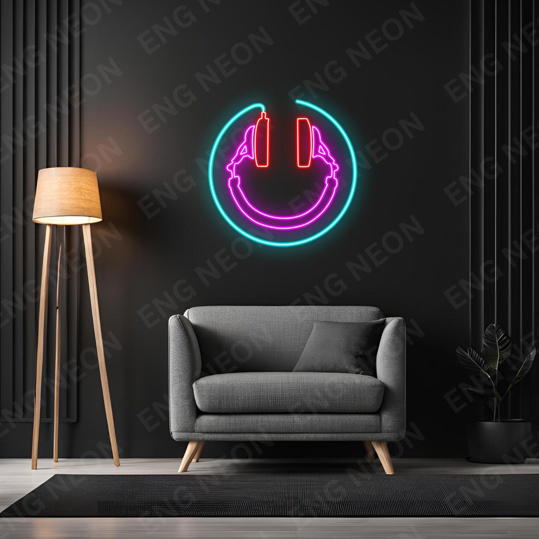 Headphone Neon Sign, Music Wall Decor, Music Club Wall Decor, Music ...