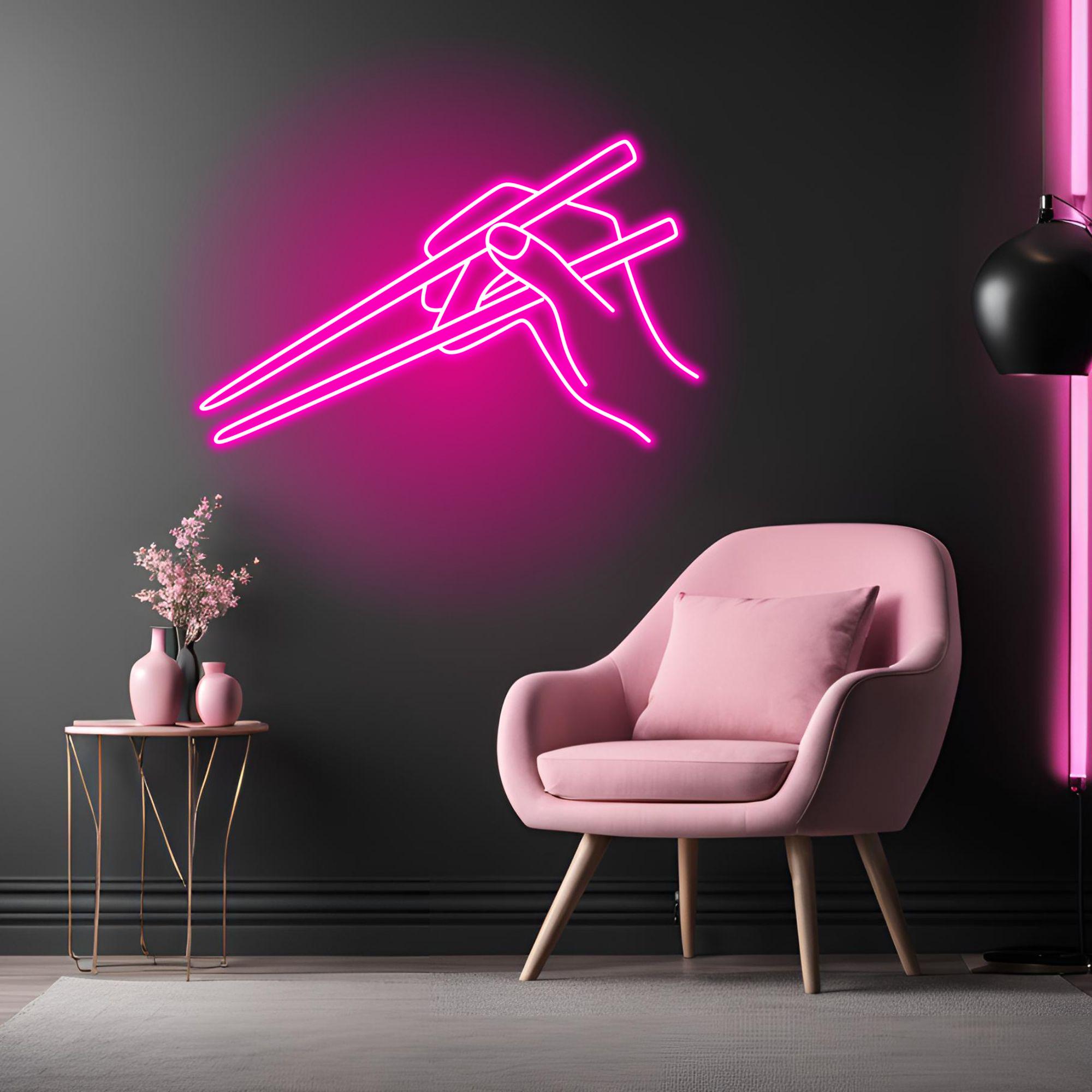 Sushi Stick Neon Sign, Sushi Roll Chopsticks Neon Led Light, Japanese ...