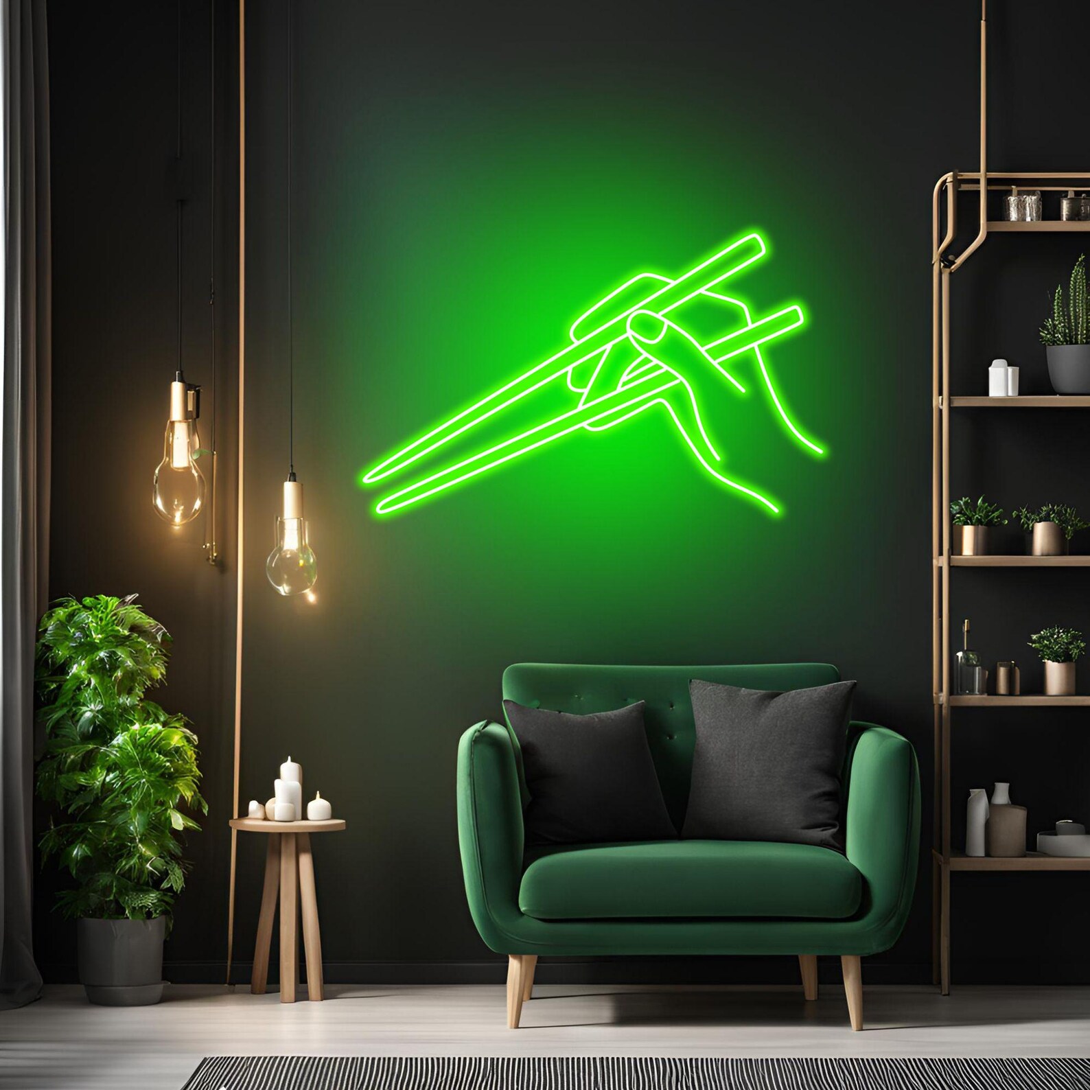 Sushi Stick Neon Sign, Sushi Roll Chopsticks Neon Led Light, Japanese ...
