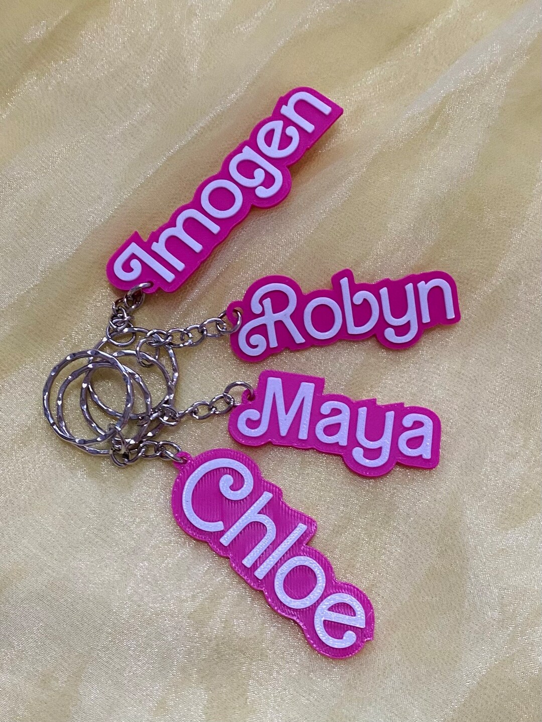 Barbie Inspired Name Keyring Keychain Name Tag Kids School Bag Luggage ...