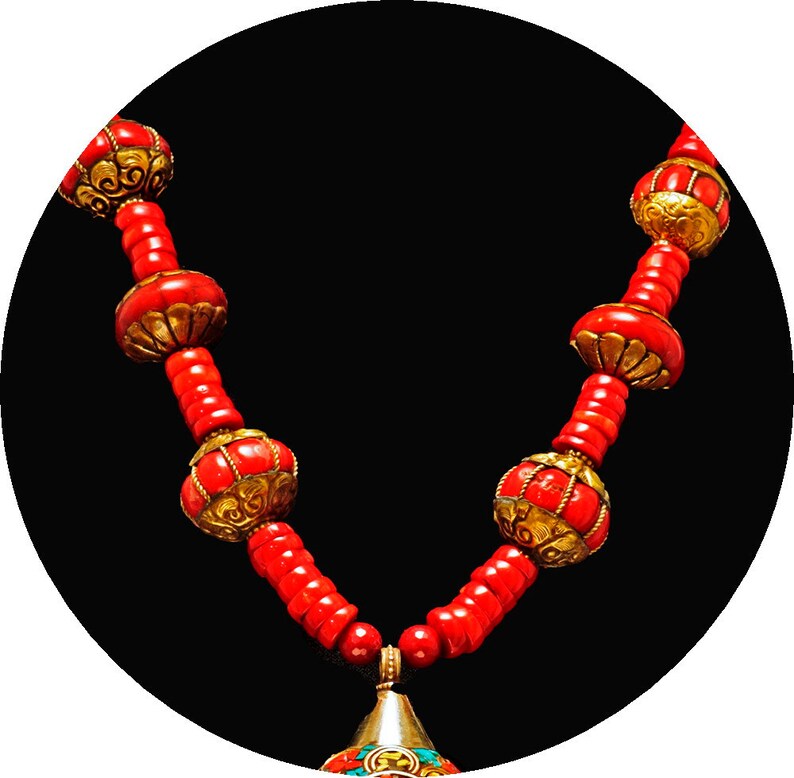 Tibetan Sacred Chank With OM & Coral - Etsy