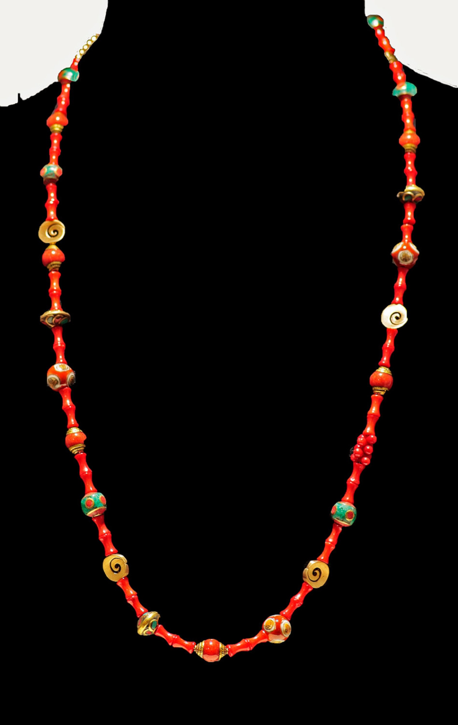 Long Flapper Necklace With Ethnic Beads RED - Etsy