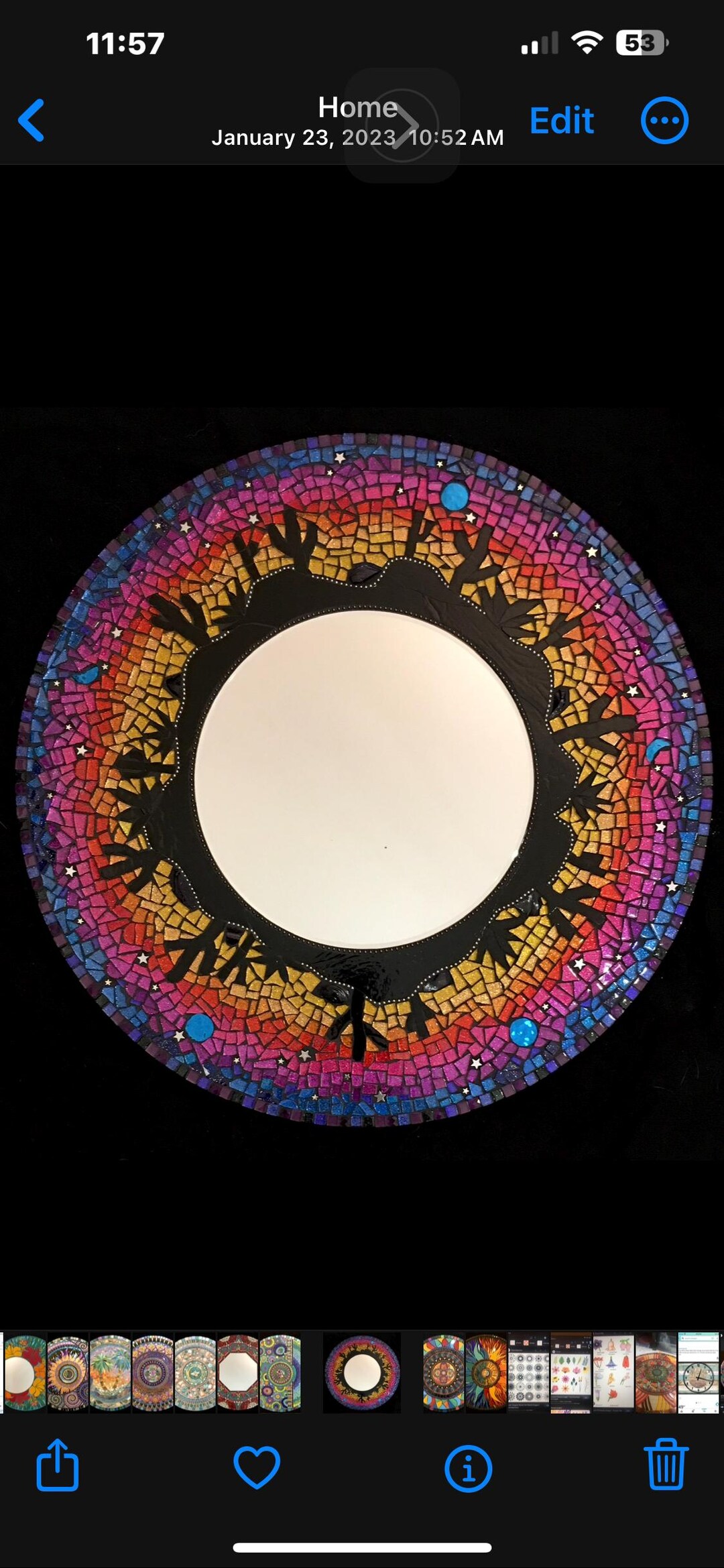 Mosaic Stained Glass Mixed Media Wall Mirror 24” Bedroom Gift - Etsy