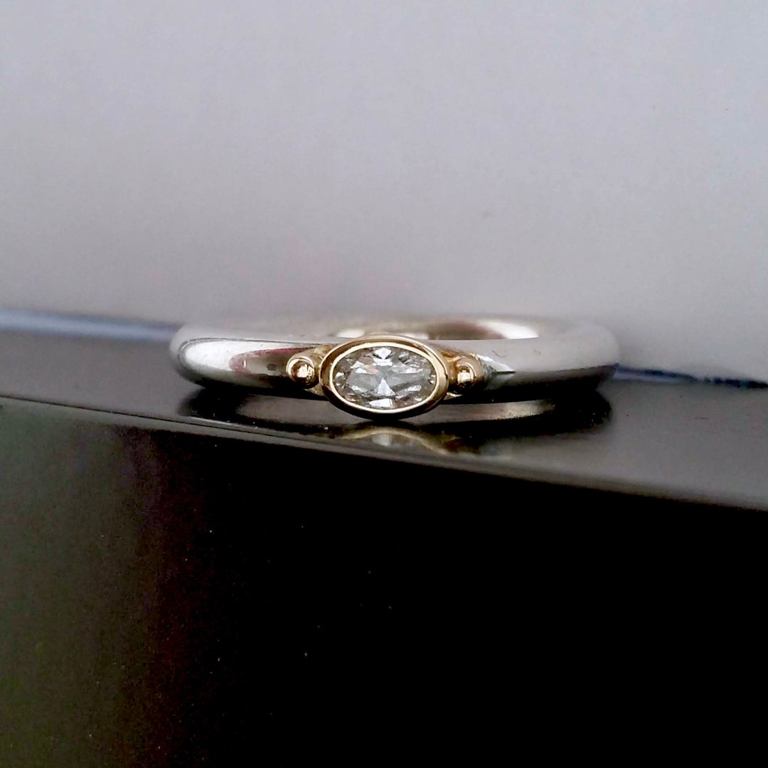 Sterling Silver and 14k Gold Gemstone Ring. - Etsy