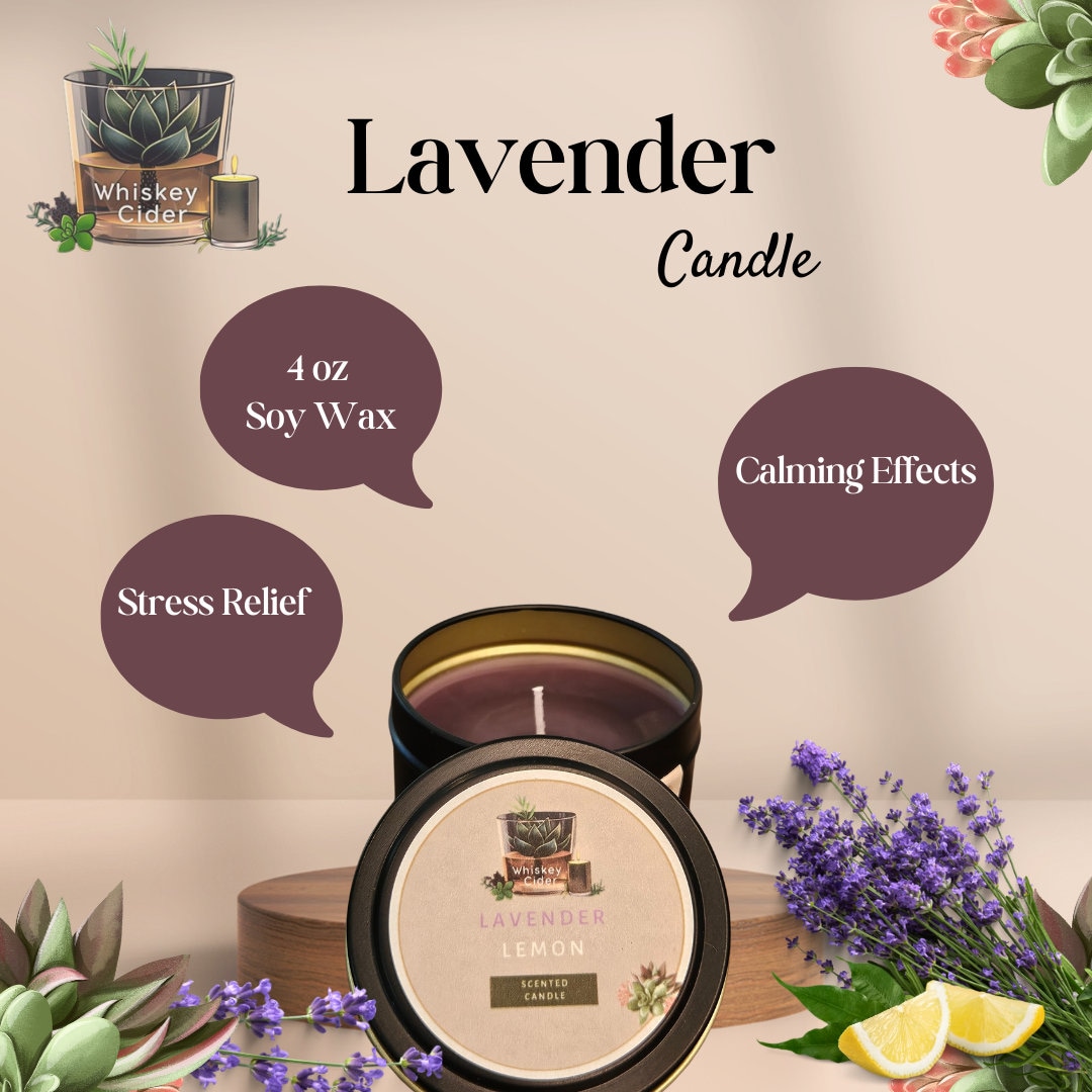 Lavender Lemon Candle -8oz Calming Scent - Etsy