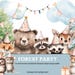 Cute Woodland Animals Birthday Party Clipart Bundle, Watercolor ...