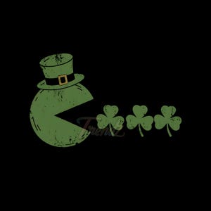St. Patrick's Day Gamer PNG, Funny Gaming Retro Pacman Shamrocks, Shirt ...