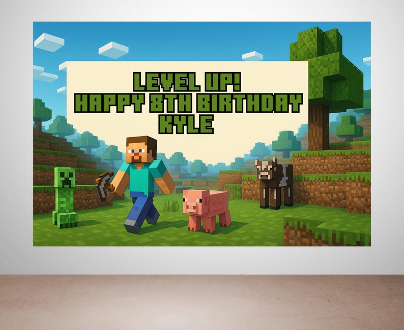 Custom Minecraft Birthday Backdrop, Digital Download Party Background ...
