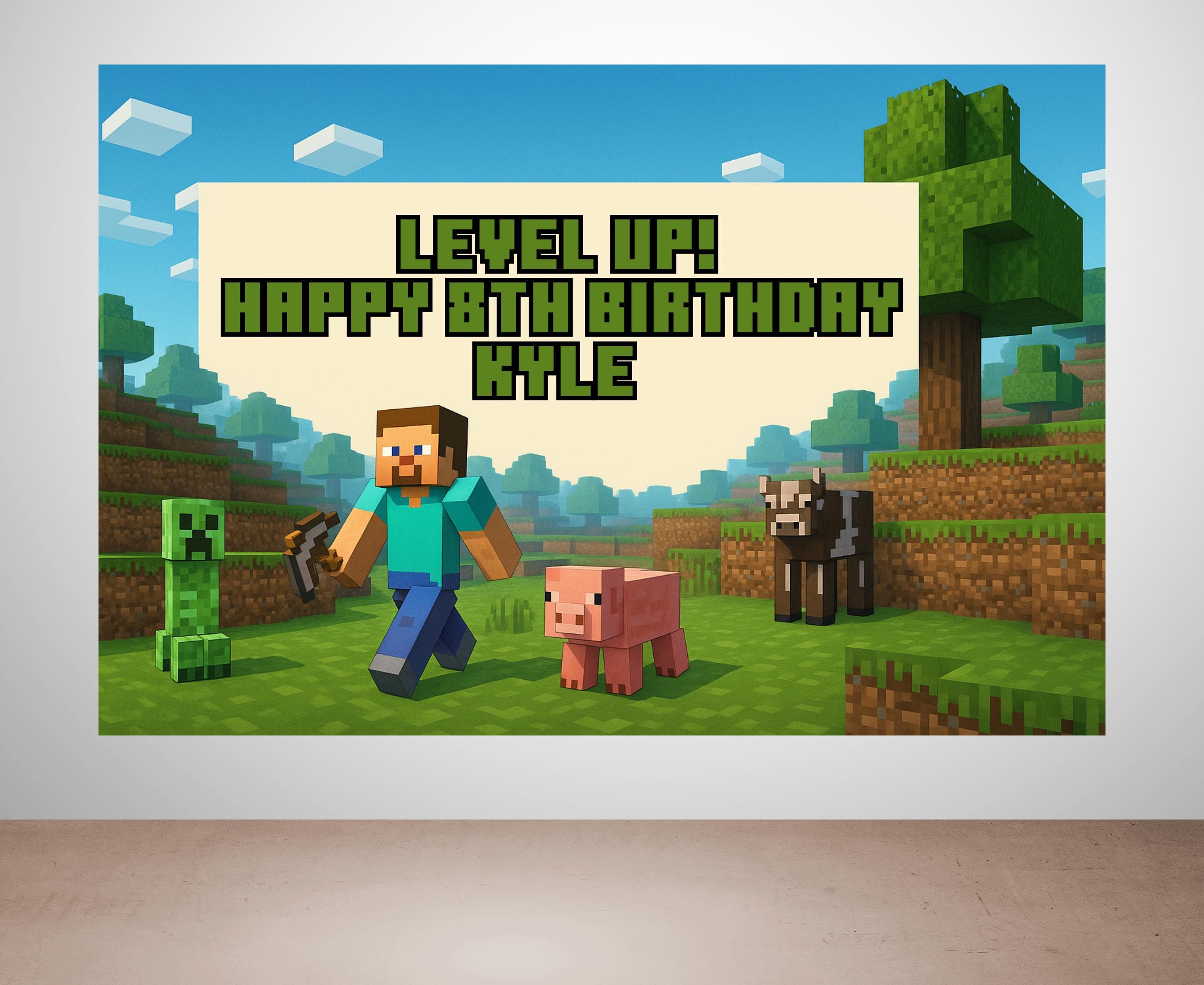 Custom Minecraft Birthday Backdrop, Digital Download Party Background ...