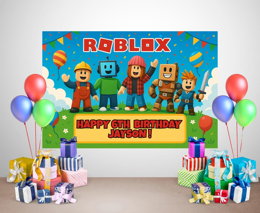 Custom Roblox Birthday Backdrop, Digital Download Party Background ...