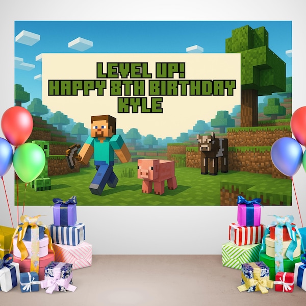 Mincraft Birthday Backdrop - Etsy