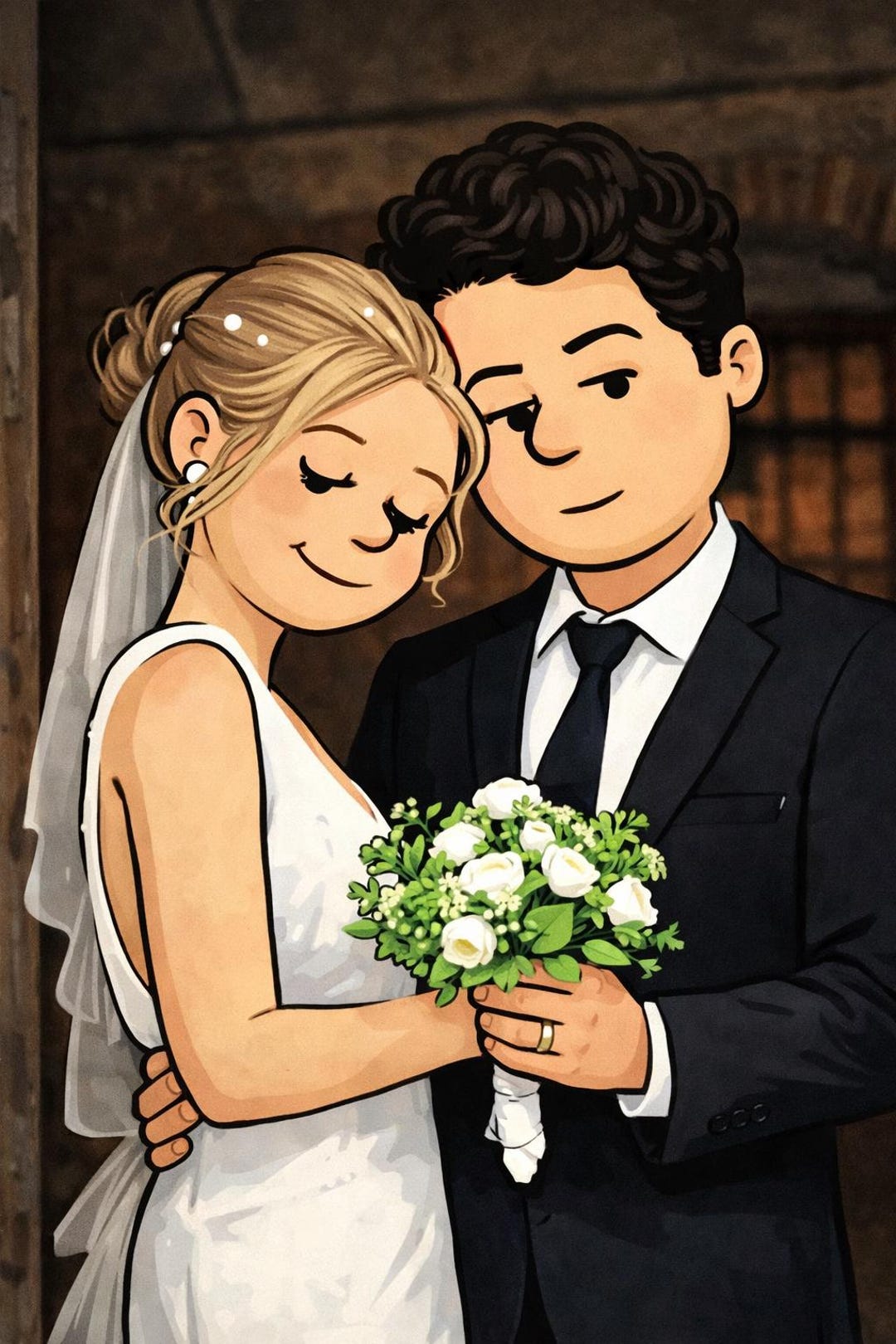Custom Cartoon Couple Portrait From Photo in Peanuts Style ...