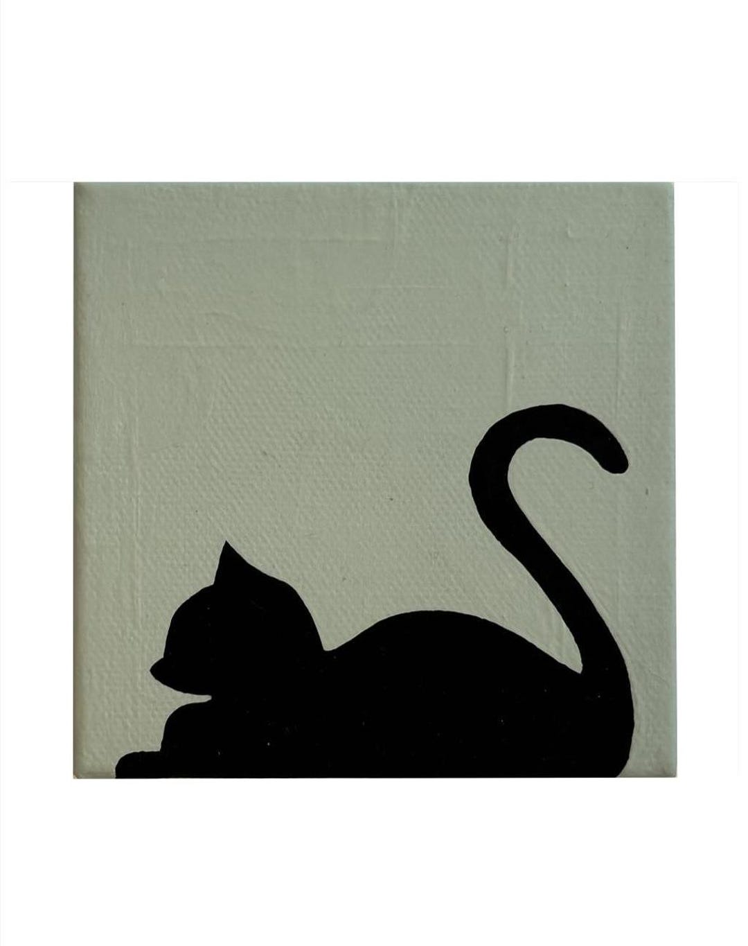 Laying Cat Silhouette | Simple Cat Painting | Cat Profile | Minimalist ...