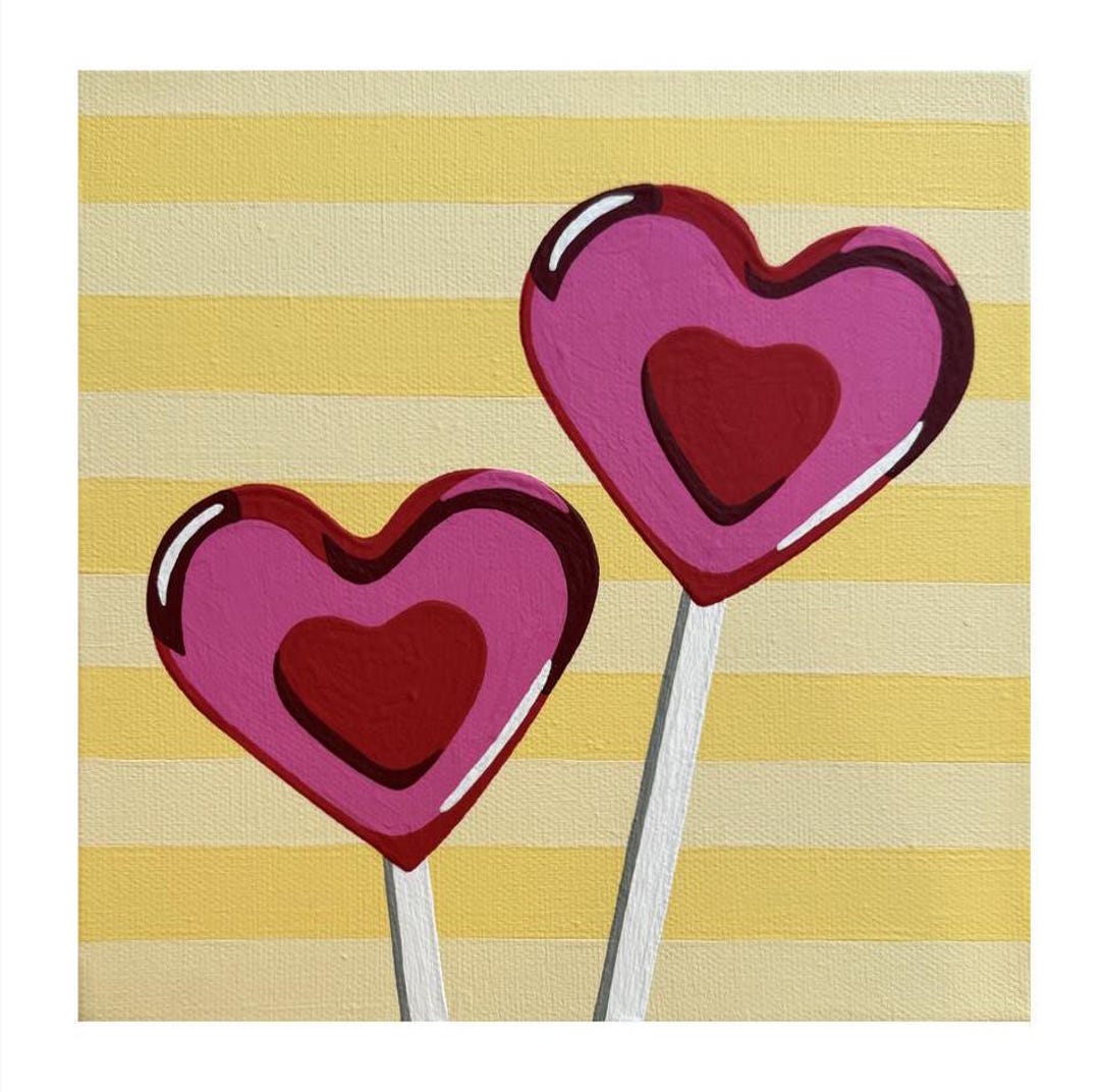 Heart Lollipops Painting | Vibrant Candy Artwork | Lollipop Painting ...