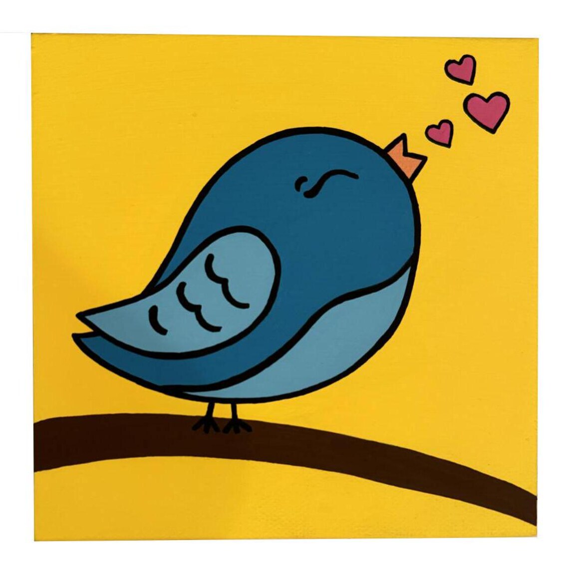 Singing Blue Bird Painting | Cute Blue Bird Artwork | Vibrant Blue Bird ...