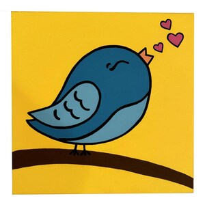 Singing Blue Bird Painting | Cute Blue Bird Artwork | Vibrant Blue Bird ...