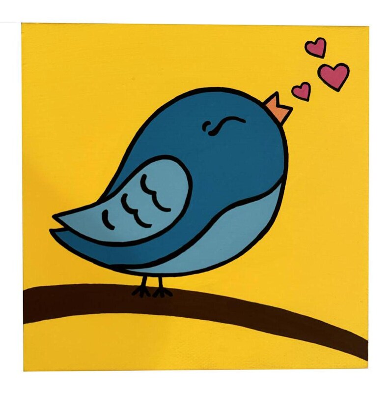 Singing Blue Bird Painting | Cute Blue Bird Artwork | Vibrant Blue Bird ...