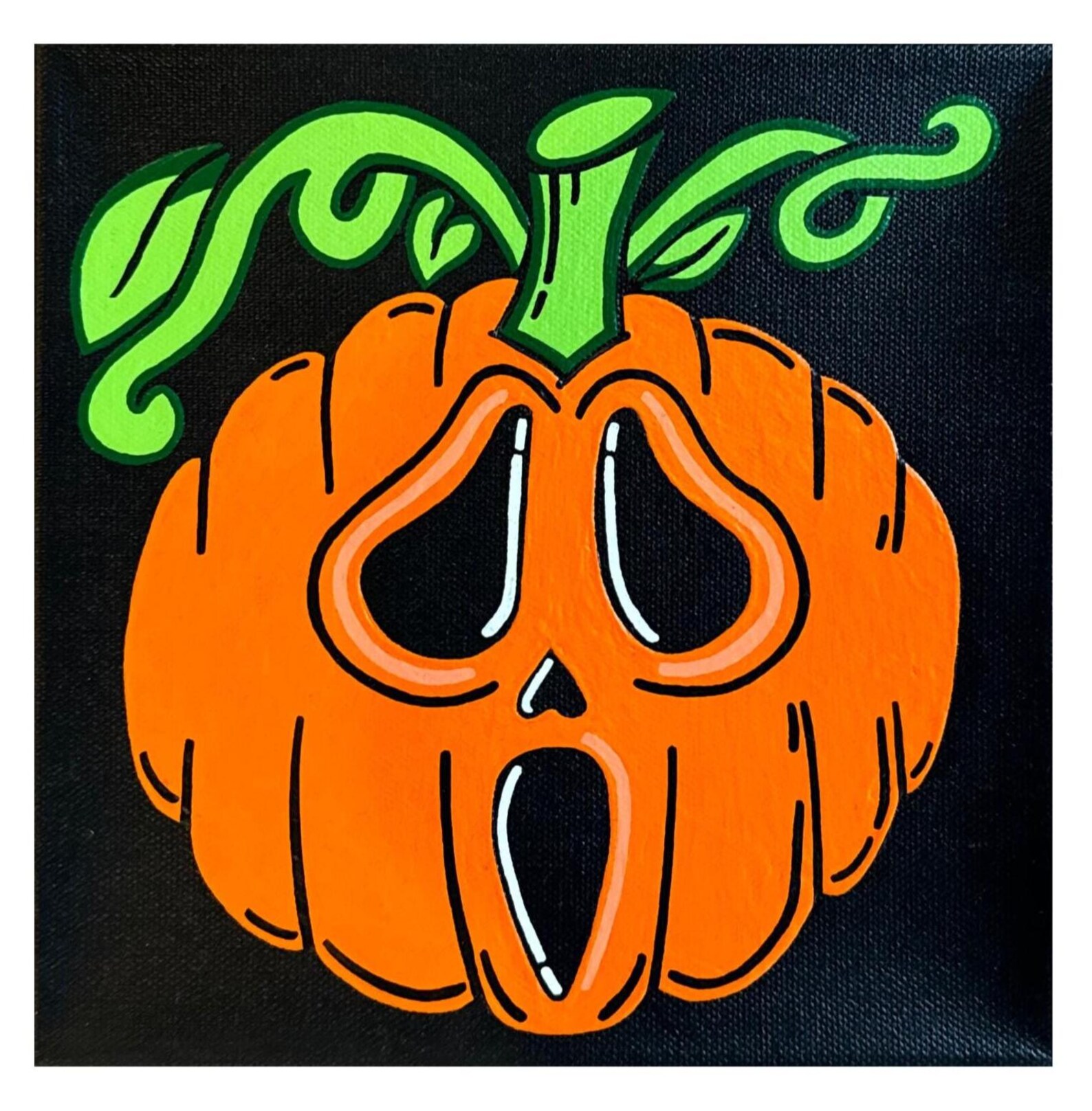 Scream Pumpkin Wall Art Painting | Hand-painted Spooky Halloween ...