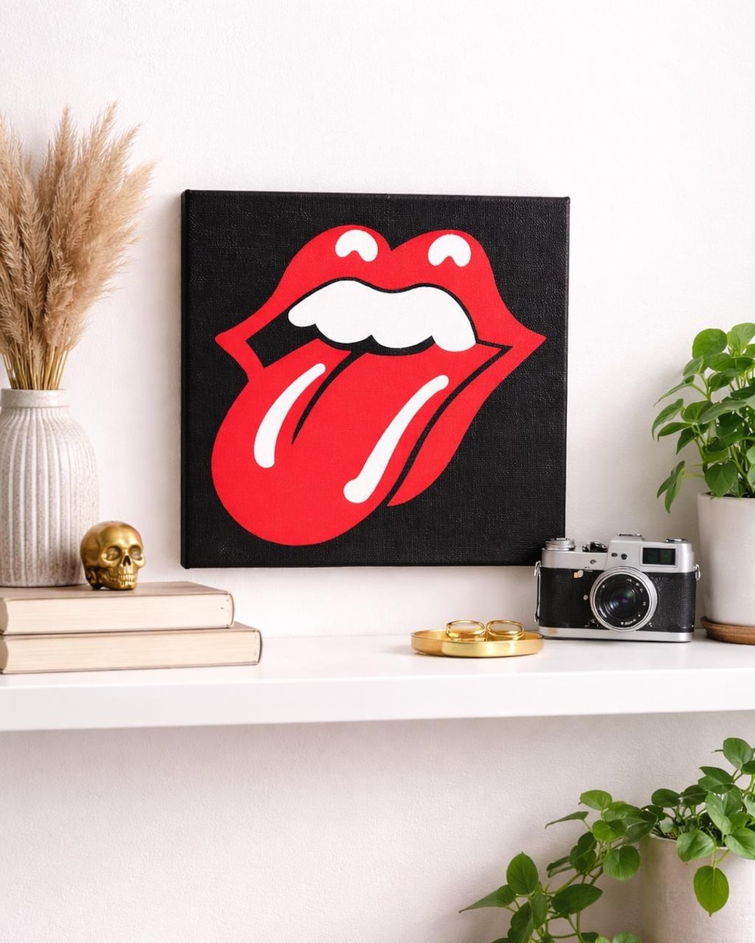 Hand-painted Rolling Stones Lips Canvas | Rock and Roll Pop Art - Etsy