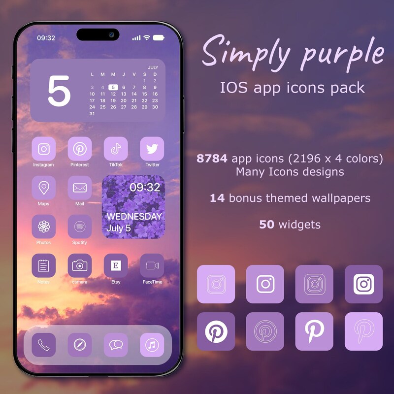 Lila Icons - Etsy
