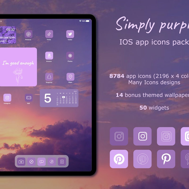 Lila Icons - Etsy