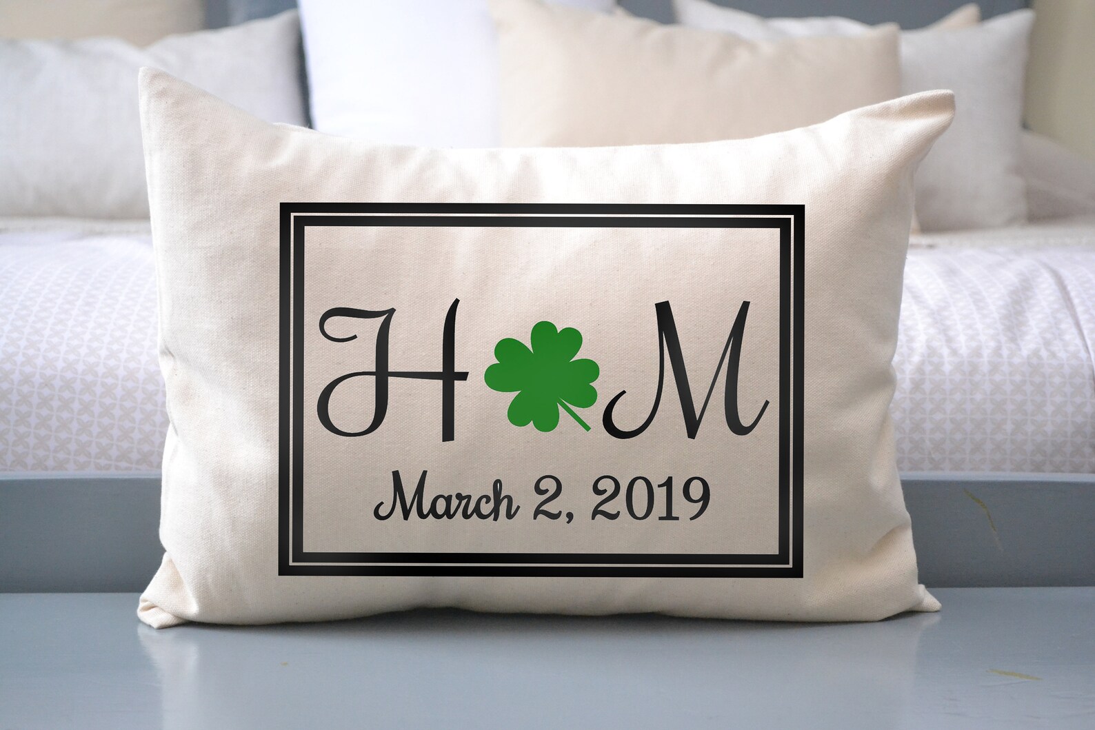 Shamrock pillow Irish pillow 2nd anniversary Personalized | Etsy