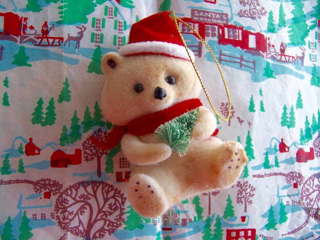 Ornament / Flocked Styrofoam Bear Ornament - Etsy
