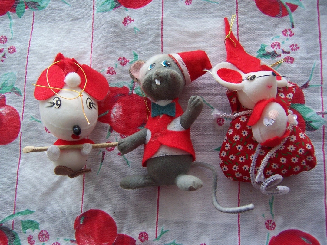Mice / Flocked Mice Ornaments - Etsy
