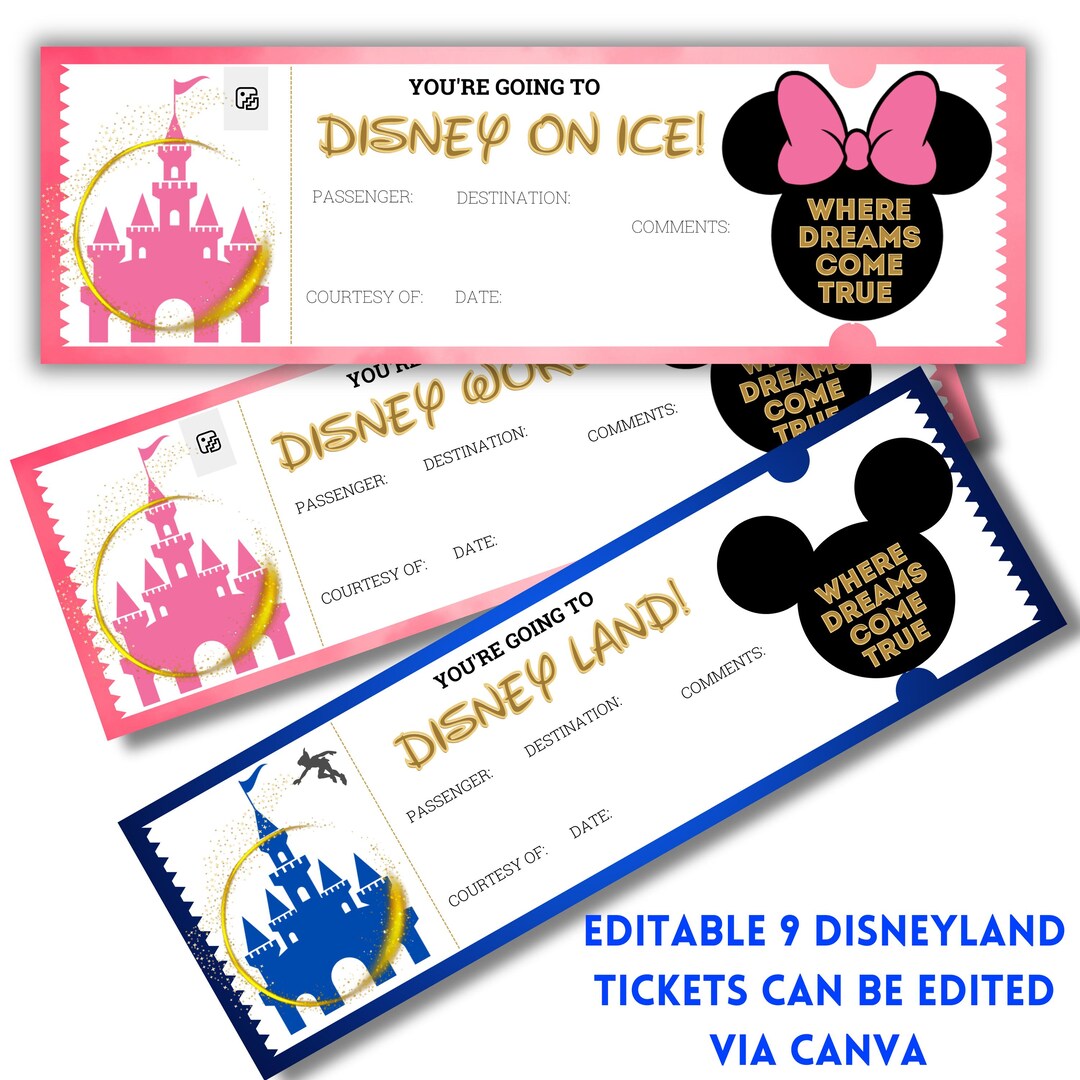 EDITABLE 9 Disnep Ticket Template , Disnepland Ticket , Disneyland ...