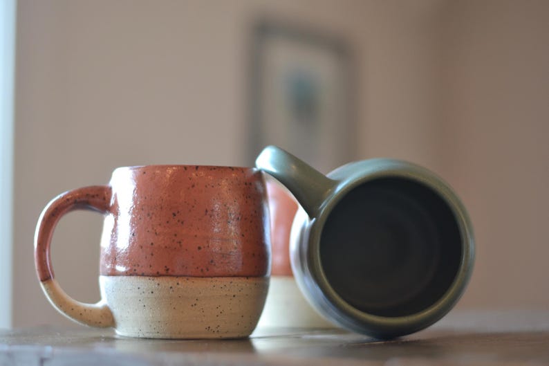 Rust Speckled Stoneware Mug W Handle, Stoneware Coffee Mug, Pottery Mug ...